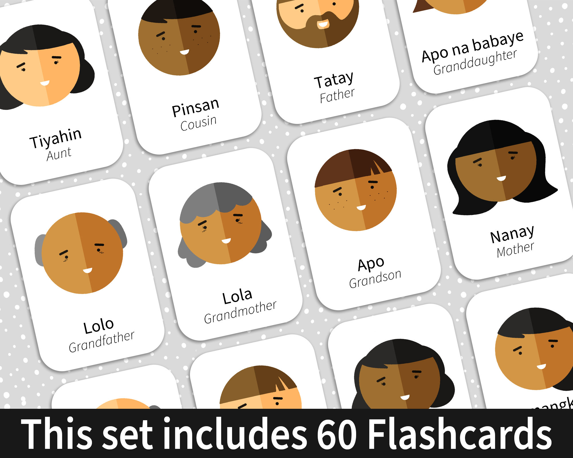 20 Filipino & English Family Words: Filipino Bilingual Flashcards for ...