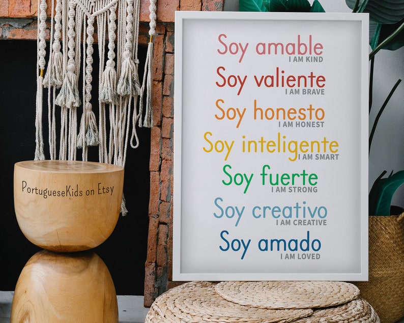 Spanish & English Affirmations Poster Printable Preschool - Etsy