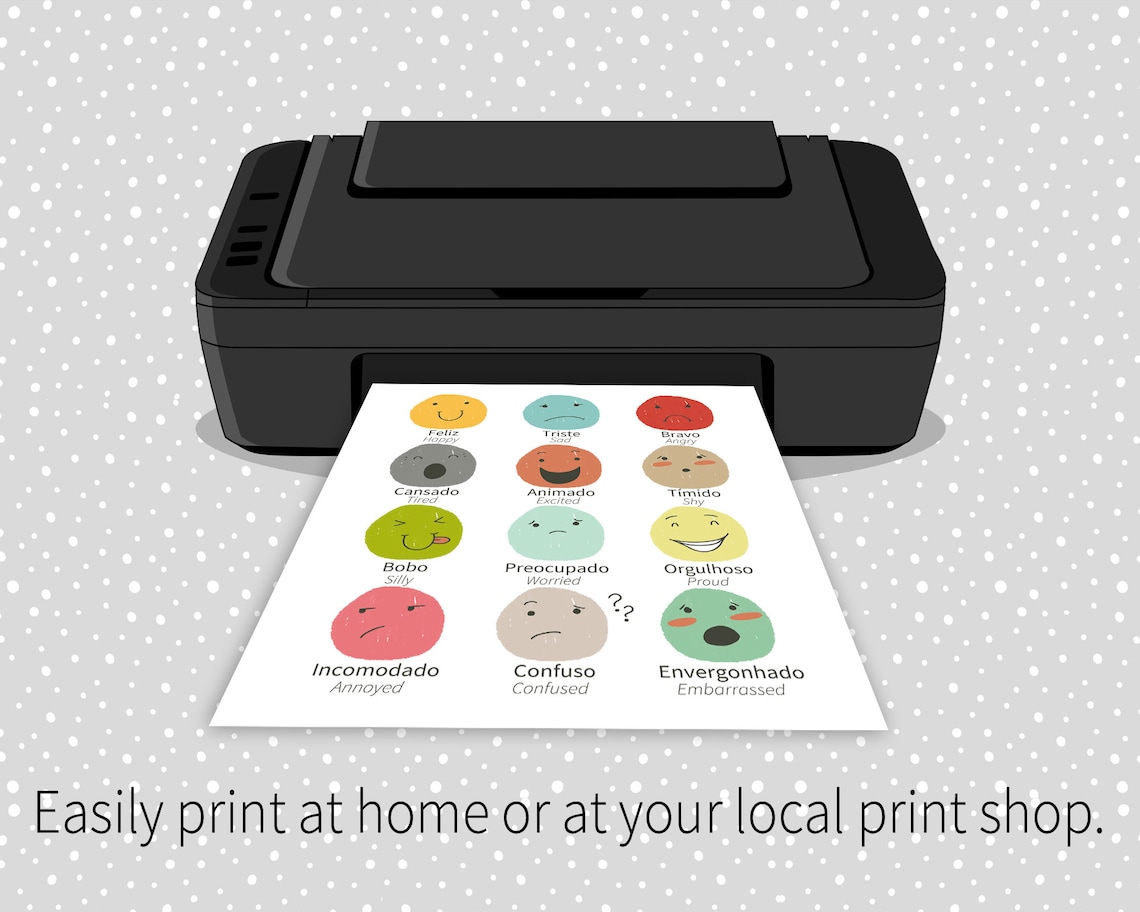 Portuguese & English Emotions Poster Printable Preschool - Etsy