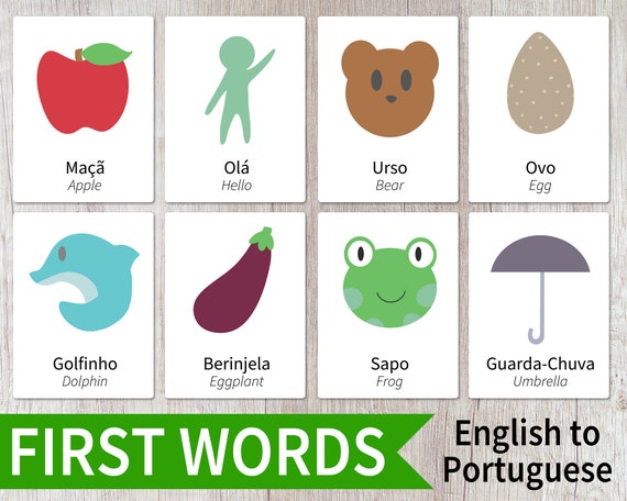 72 Portuguese & English First Words Bilingual Flashcard - Etsy