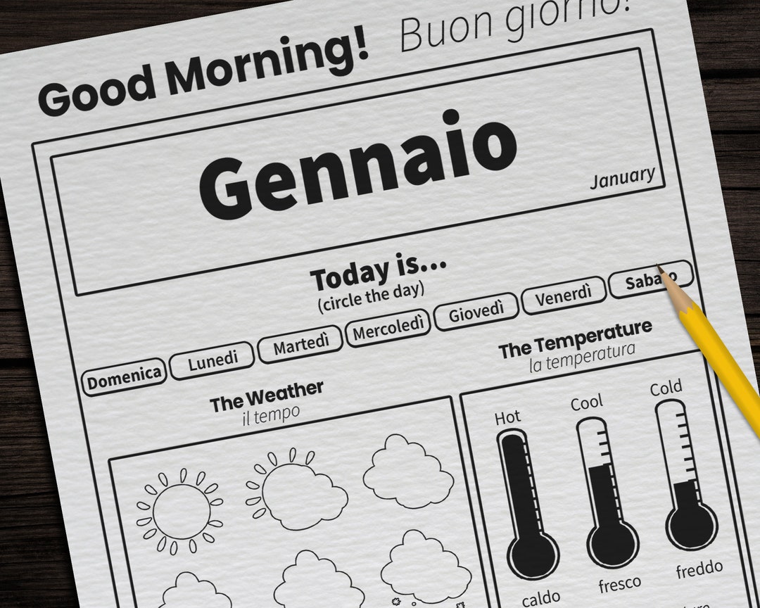 12 Italian Calendar Worksheets for Kids Printable Italian Circle Time ...