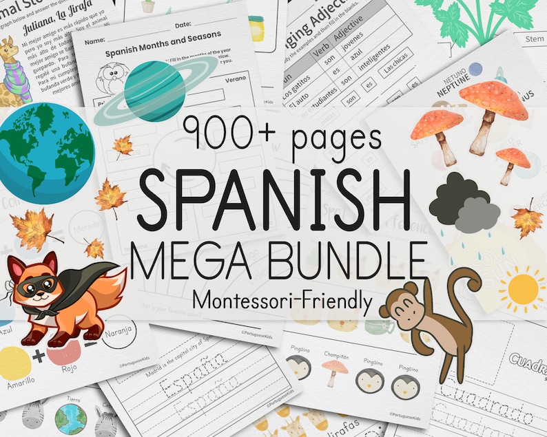 Learning Spanish Bundle | 900+ Spanish Worksheets for Kids | Printable ...