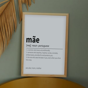 Mãe Definition Print | Gifts for Mom | Gifts for Her | Brazil Portugal ...