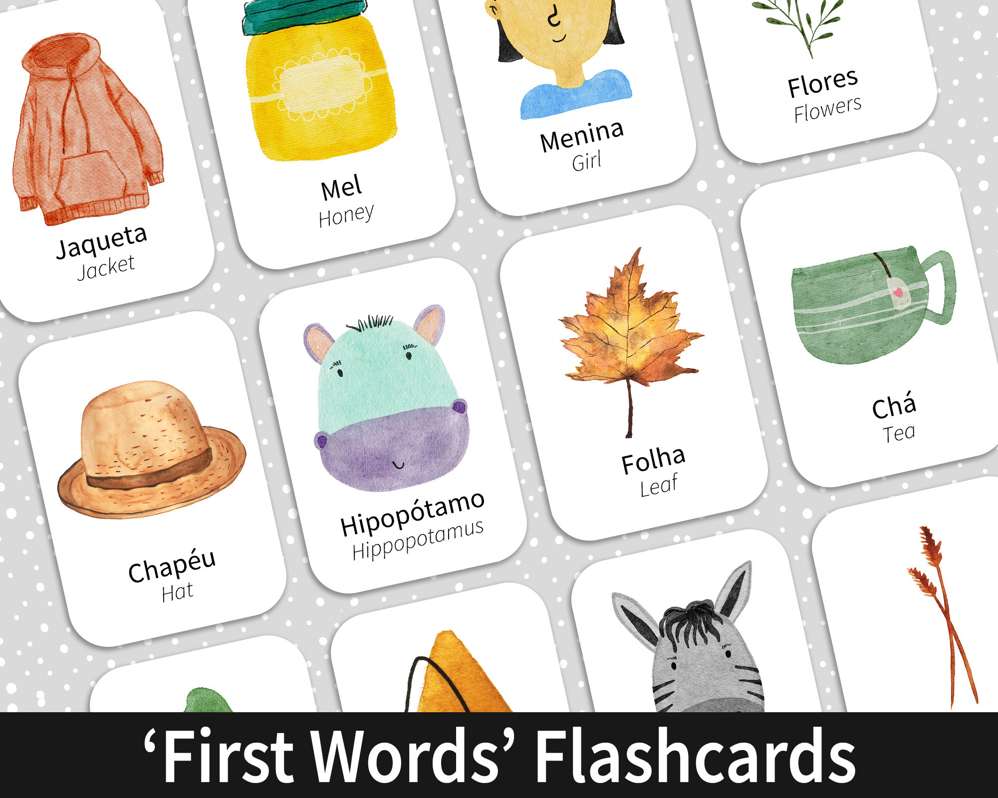 Learning Portuguese Bundle 350 Portuguese Flashcards for Kids Printable ...