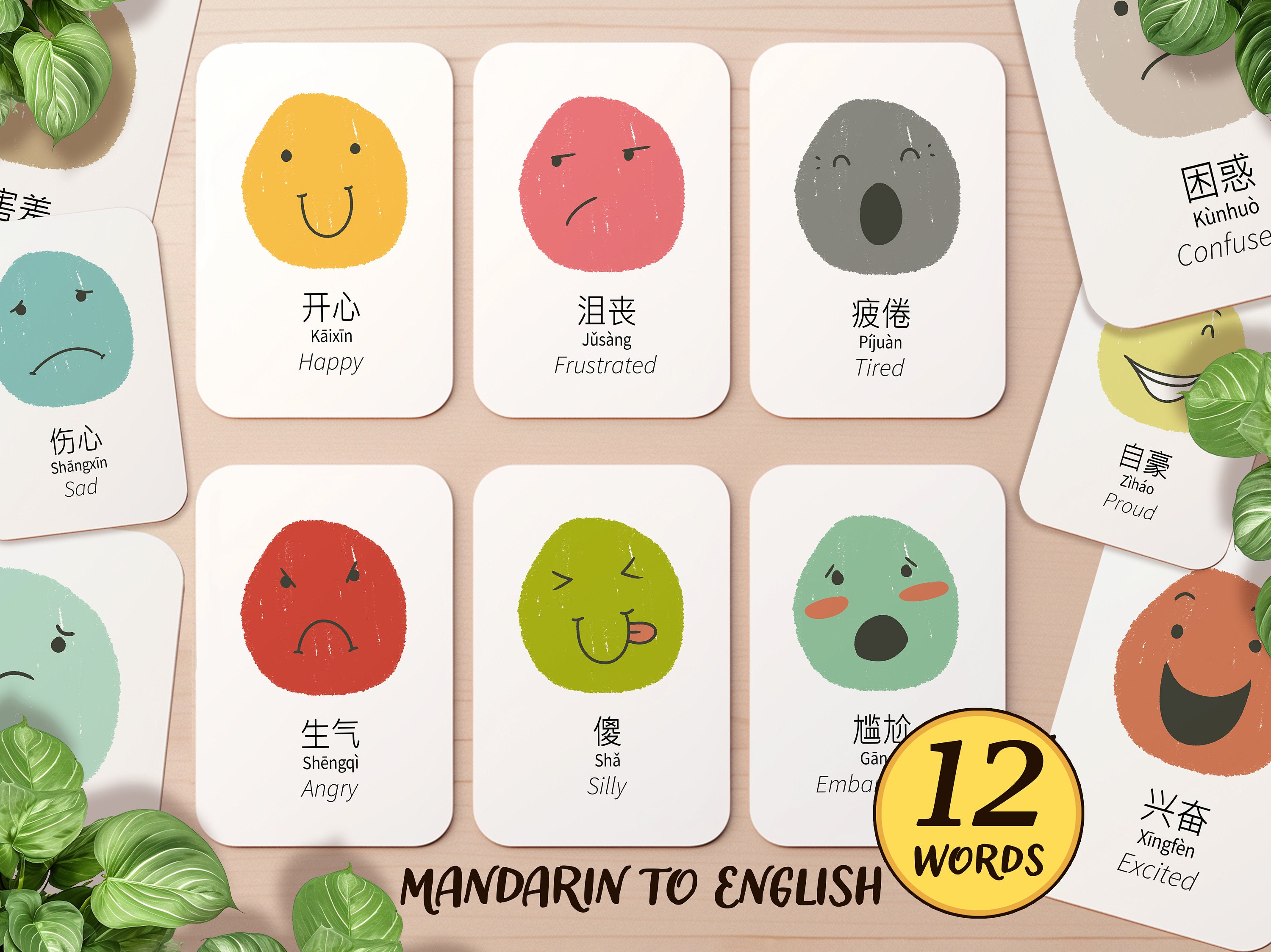 Emotions in Mandarin Chinese & English: Bilingual Flashcards for Kids ...