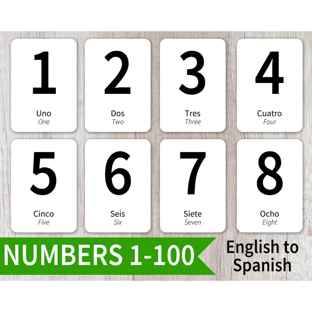 100 Tarjetas didácticas de números en español e inglés / Actividad ...