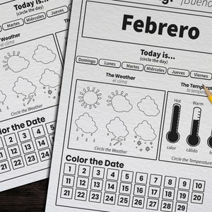 12 Spanish Calendar Worksheets for Kids | Printable Spanish Circle Time ...