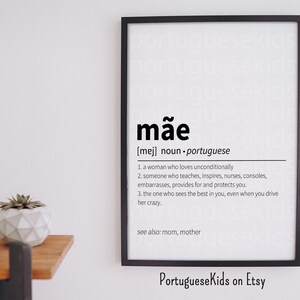 Mãe Definition Print Gifts for Mom Gifts for Her Brazil Portugal ...