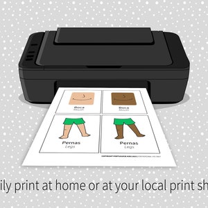 34 Portuguese & English Body Parts Brazil Flashcard Printable Preschool ...