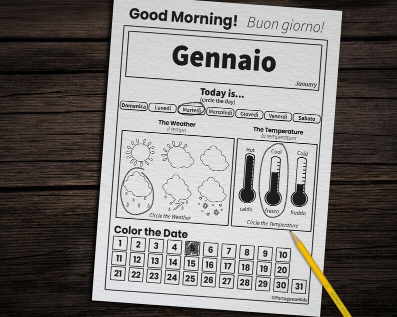 12 Italian Calendar Worksheets for Kids Printable Italian - Etsy