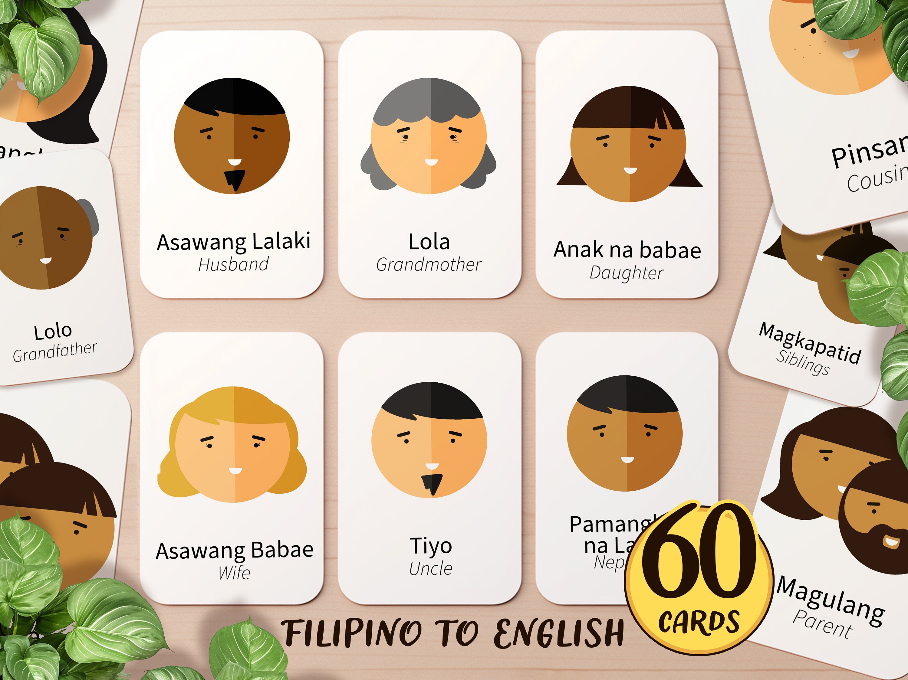 20 Filipino & English Family Words: Filipino Bilingual Flashcards for ...