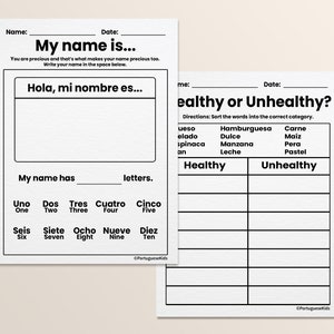 Spanish Worksheet Wellness Bundle 100 Spanish Worksheets for Kids ...