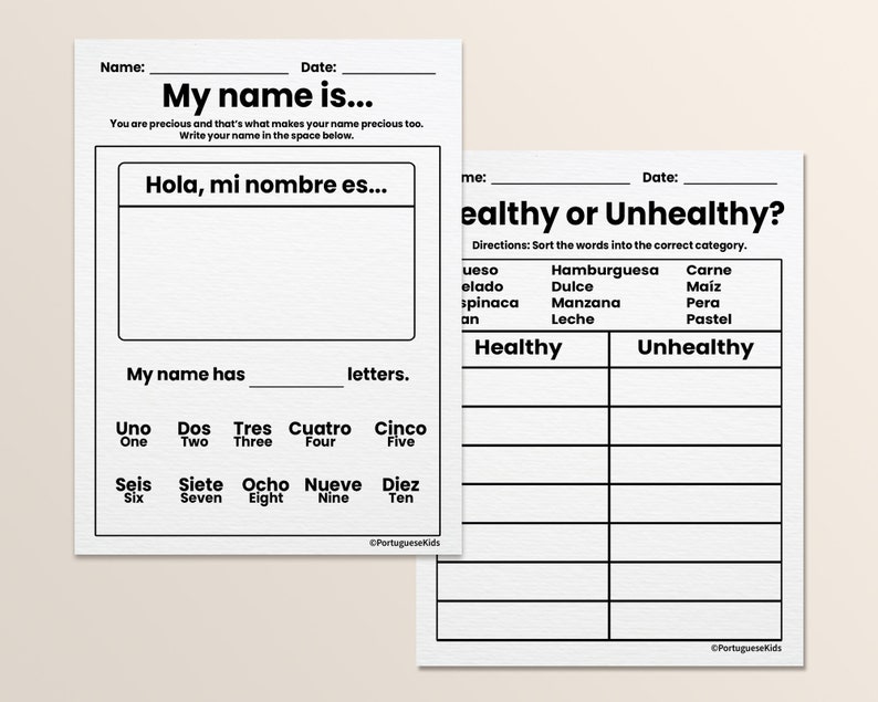 Spanish Worksheet Wellness Bundle 100 Spanish Worksheets - Etsy