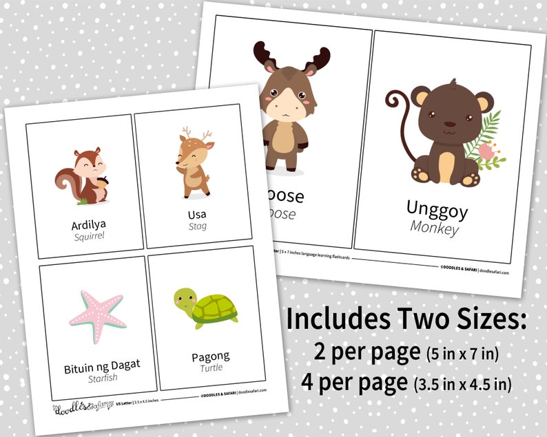 38 Filipino & English Animals: Filipino Bilingual Flashcards for Kids ...