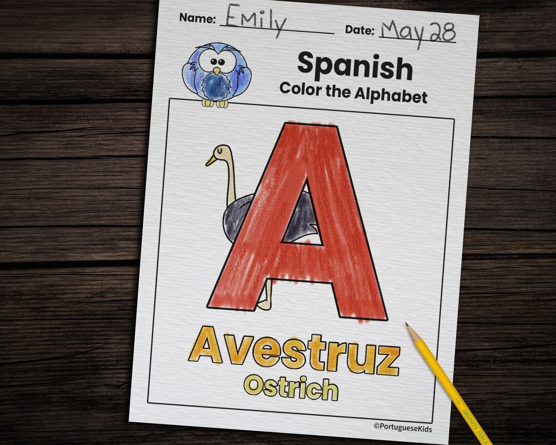 26 Spanish Alphabet Coloring Worksheets for Kids Printable - Etsy