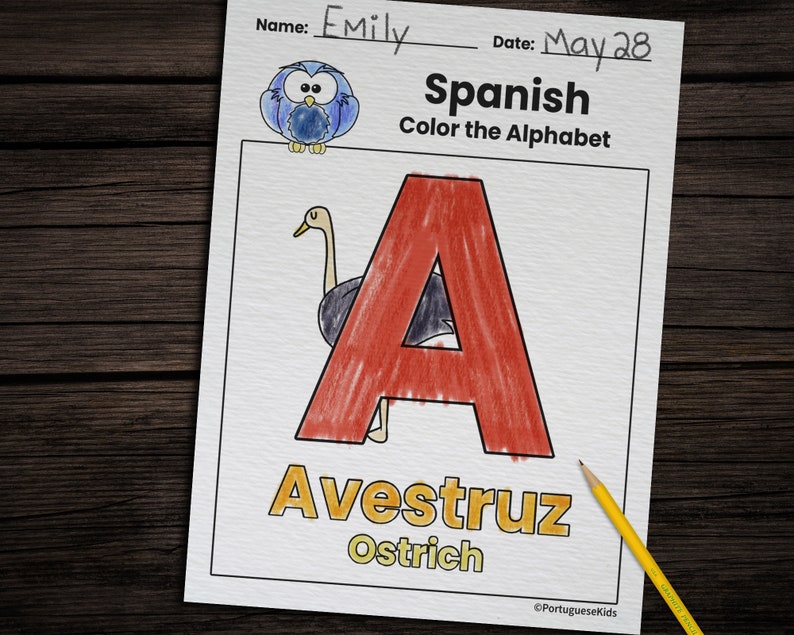 26 Spanish Alphabet Coloring Worksheets for Kids Printable - Etsy