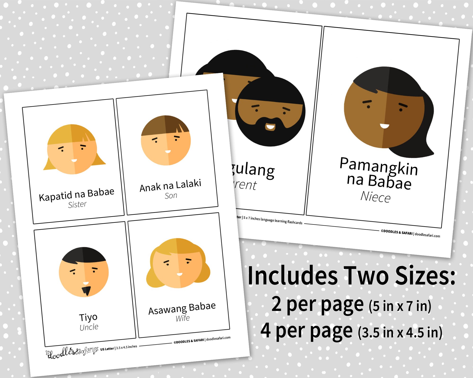 20 Filipino & English Family Words: Filipino Bilingual Flashcards for ...