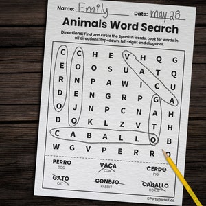 Spanish Word Search Bundle, 50 Pages | Spanish Word Find Worksheets for ...