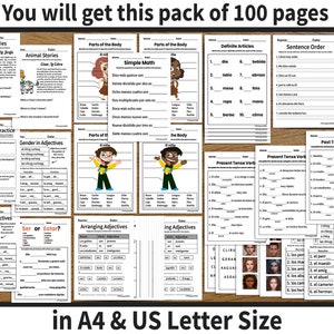 Spanish Intermediate Worksheet Bundle | 100 Spanish Vocabulary ...
