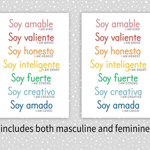 Spanish & English Affirmations Poster Printable Preschool Spanish Kid ...