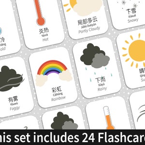 Weather in Mandarin Chinese & English: Bilingual Flashcards for Kids ...