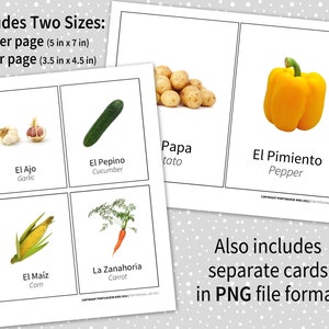 20 Spanish & English Bilingual Vegetables Flashcard Printable ...
