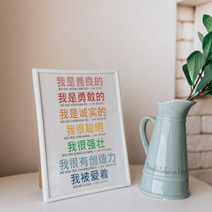 Mandarin & English Affirmations Poster Printable | Preschool Mandarin ...