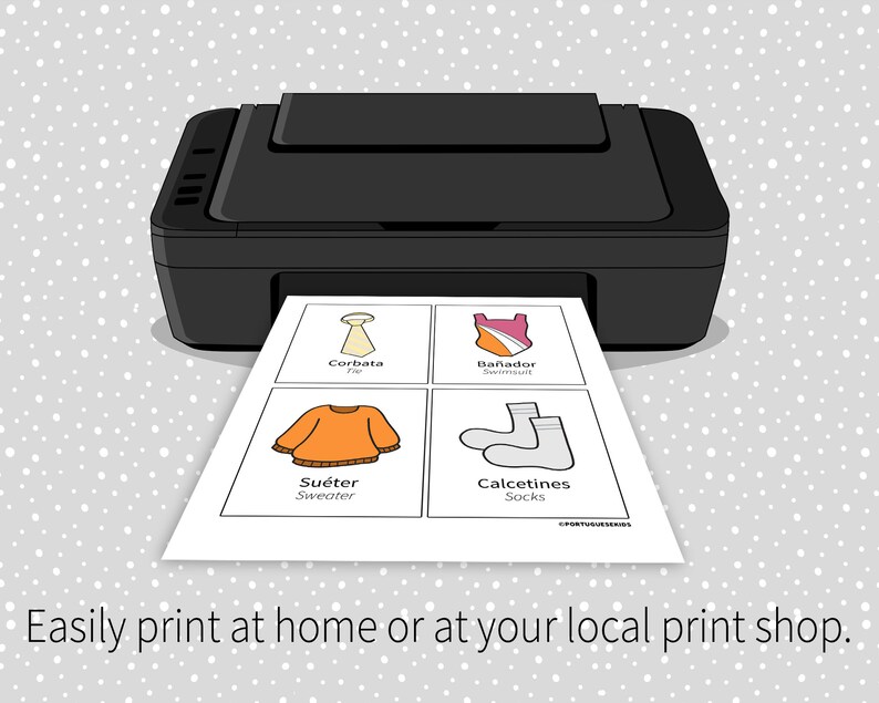 22 Spanish & English Bilingual Clothes Flashcard Printable - Etsy