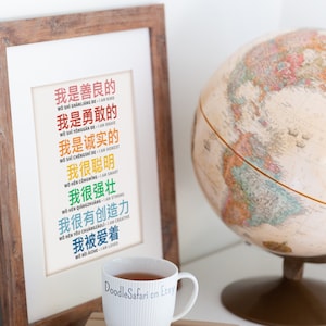Mandarin & English Affirmations Poster Printable | Preschool Mandarin ...