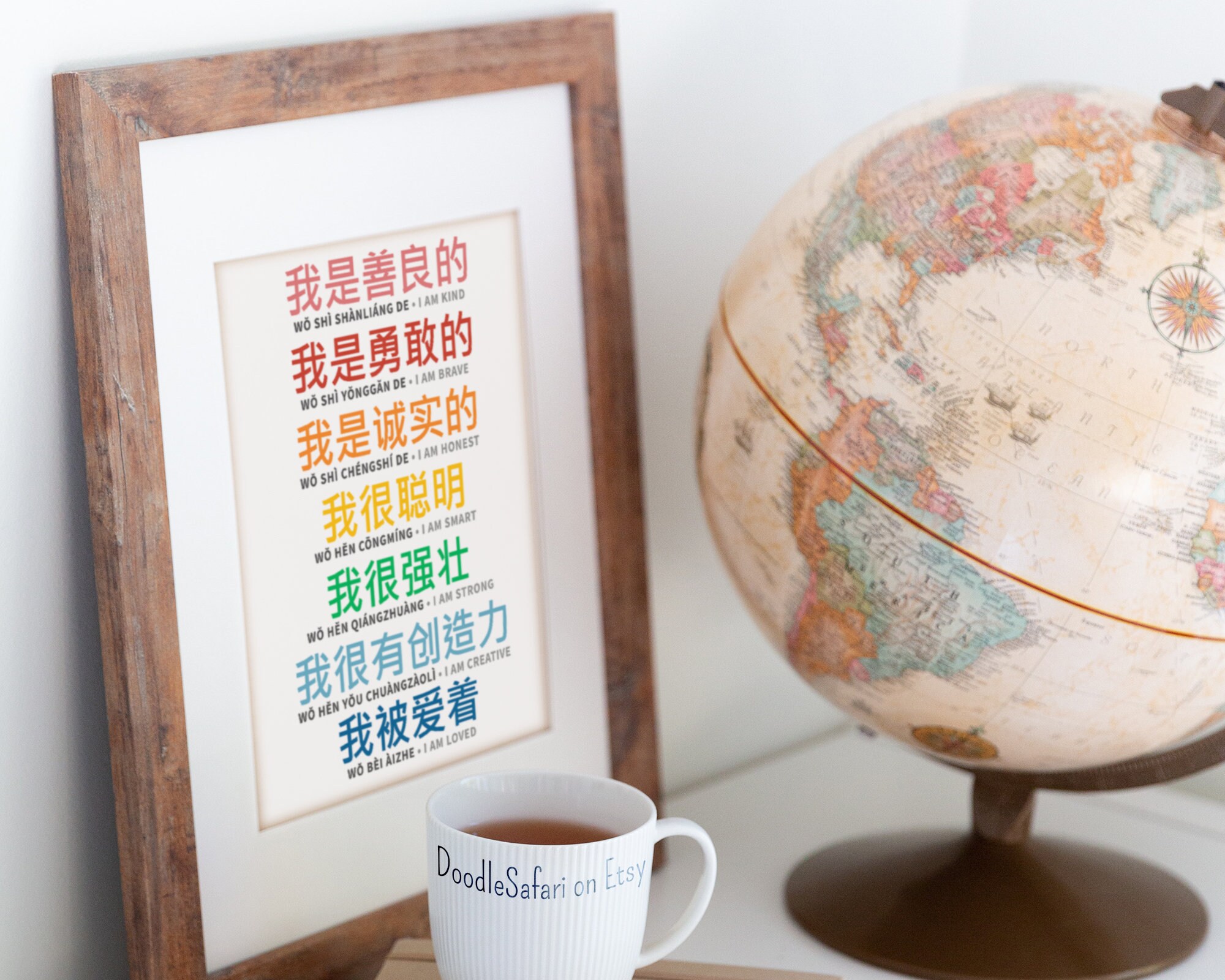 Mandarin & English Affirmations Poster Printable Preschool Mandarin ...