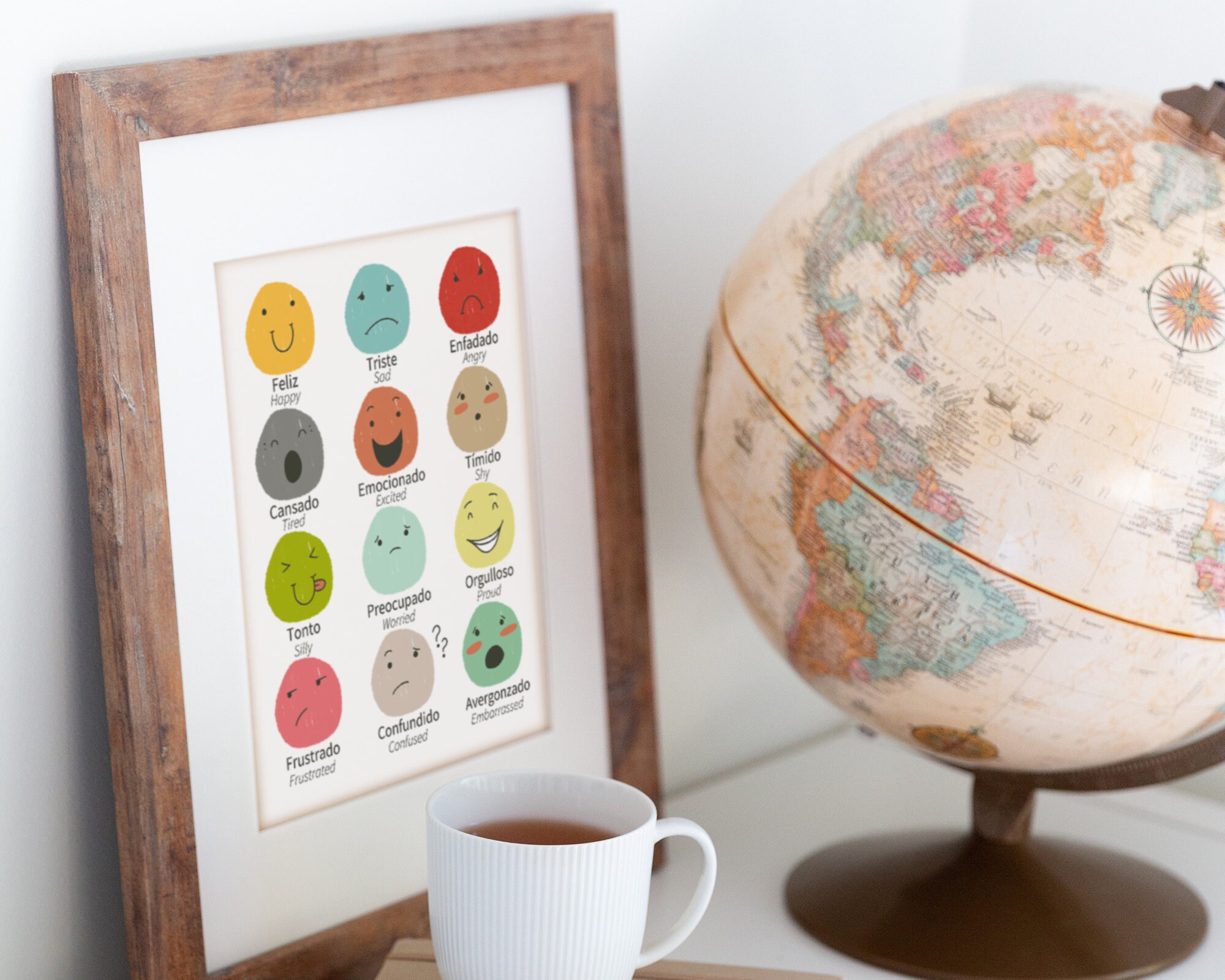 Spanish & English Emotions Poster Printable Preschool - Etsy