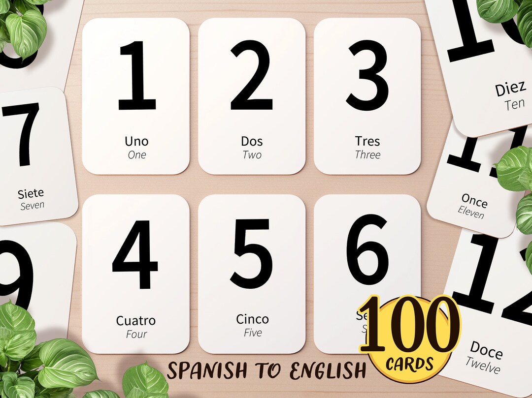 100 Spanish & English Numbers Flashcards | Printable Bilingual Spanish ...