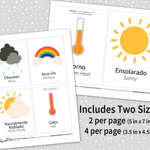 12 Portuguese & English Weather Flashcard Printable Brazil Child ...