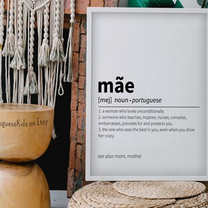 Mãe Definition Print | Gifts for Mom | Gifts for Her | Brazil Portugal ...