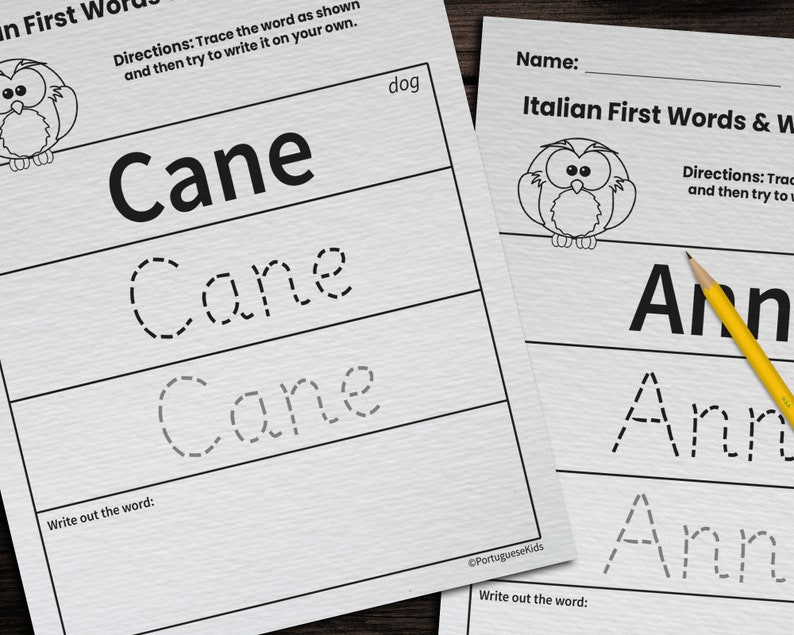 79 Italian Writing Practice Worksheet for Kids Printable - Etsy