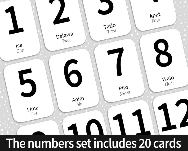 Filipino Basics Bundle Flashcards Tagalog Numbers Day Month Seasons ...