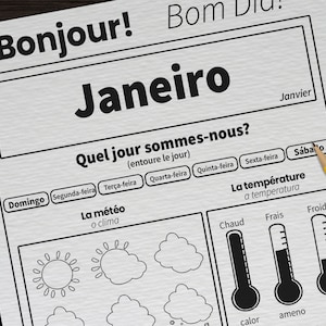 12 French & Portuguese Calendar Worksheets for Kids | Printable French ...