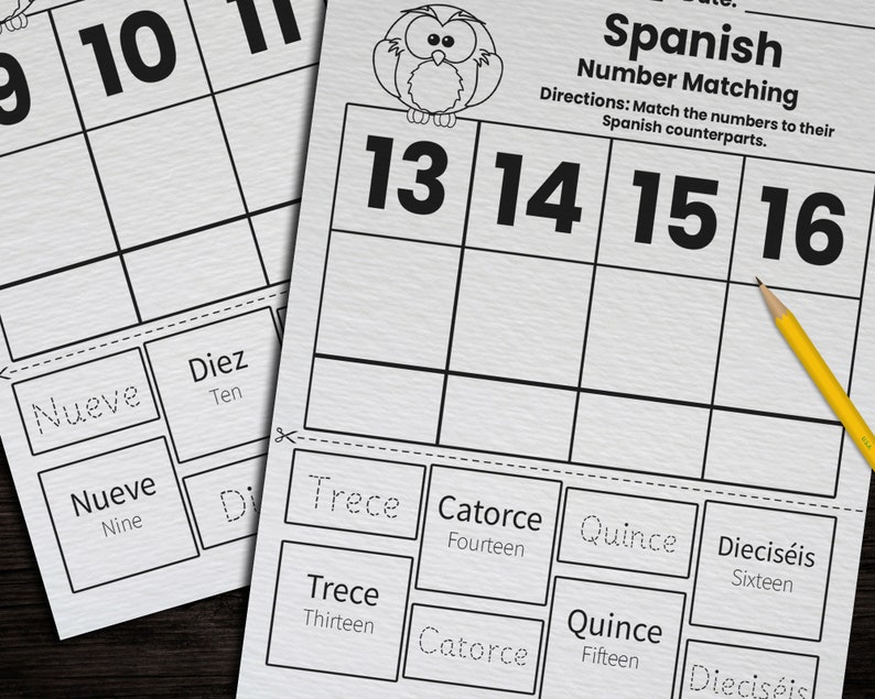 1-20 Spanish Number Matching Worksheets for Kids 5 Printable - Etsy