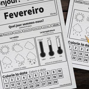 12 French & Portuguese Calendar Worksheets for Kids | Printable French ...