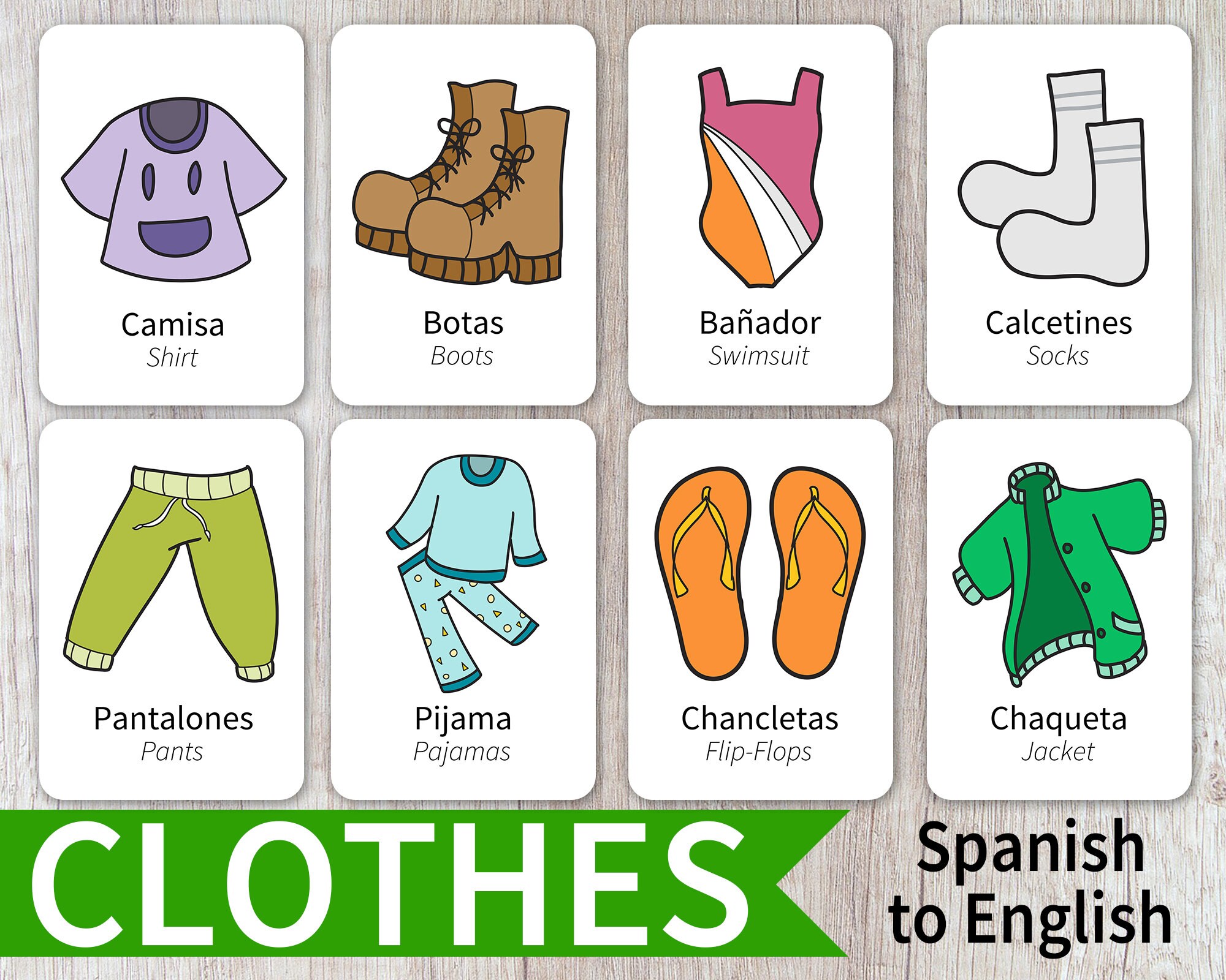 Spanish Clothing Vocabulary Worksheet