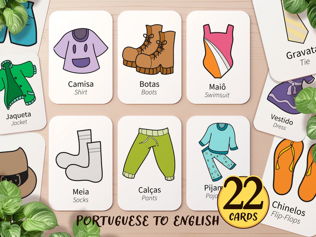 22 Portuguese & English Clothes Flashcard Printable Homeschool Brazil ...