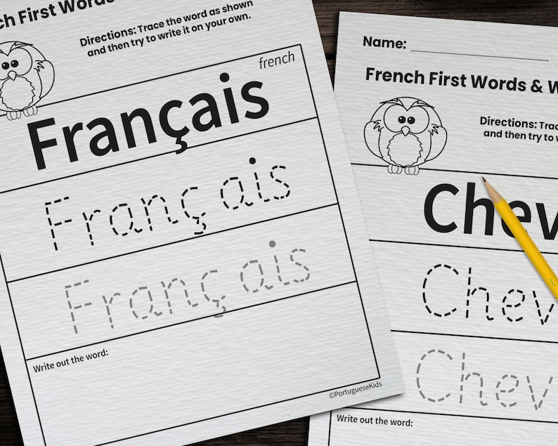 58 French Writing Practice Worksheets for Kids Printable - Etsy
