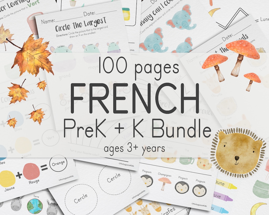 French Prek + K Bundle, 100 Pages | French Preschool & Kindergarten ...