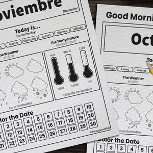 12 Spanish Calendar Worksheets for Kids | Printable Spanish Circle Time ...