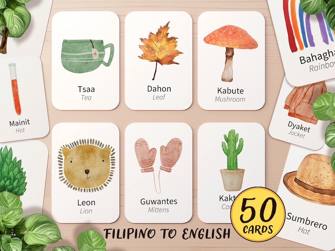 50 First Words Filipino & English: Filipino Bilingual Flashcards for ...