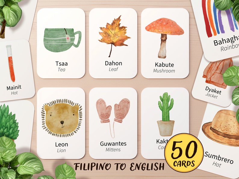 50 First Words Filipino & English: Filipino Bilingual Flashcards for ...