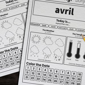 12 French Calendar Worksheets for Kids Printable French Circle Time ...