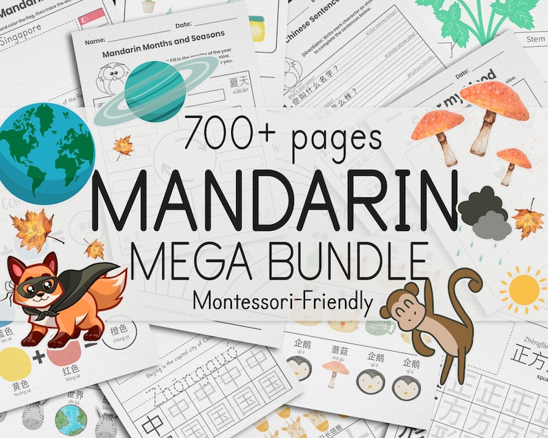 Learning Mandarin Bundle | 700+ Chinese Worksheets for Kids | Printable ...