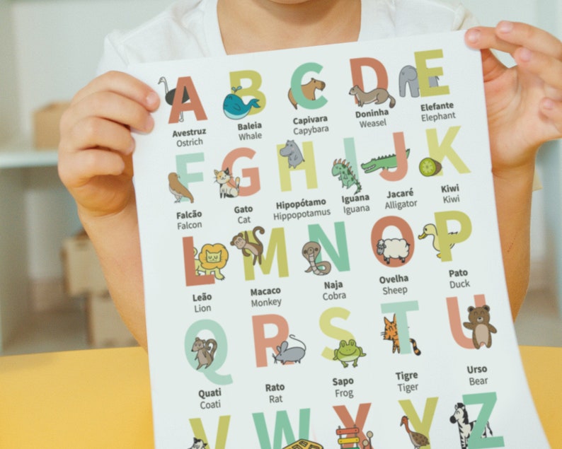 Portuguese & English ABC Poster Printable Preschool | Etsy