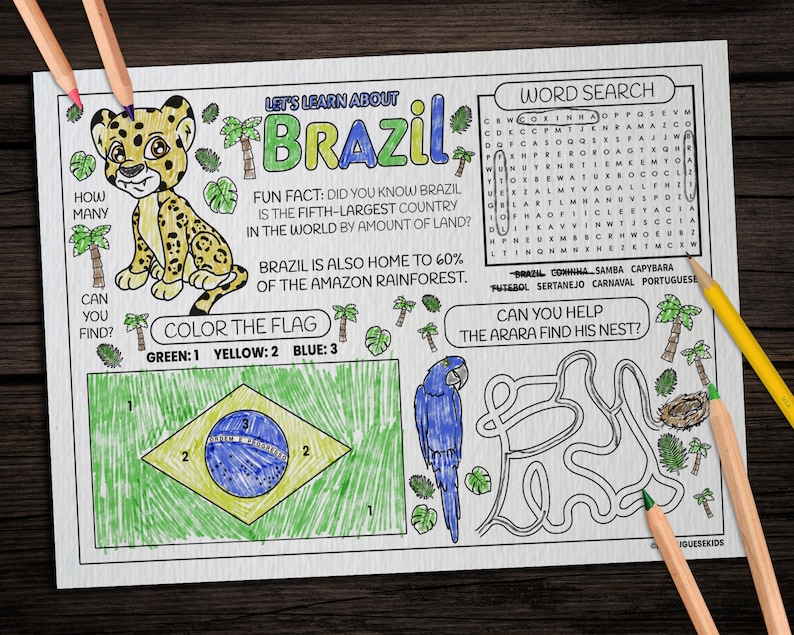 Kids Brazil Activity Sheet | Printable Child Worksheet Activity ...